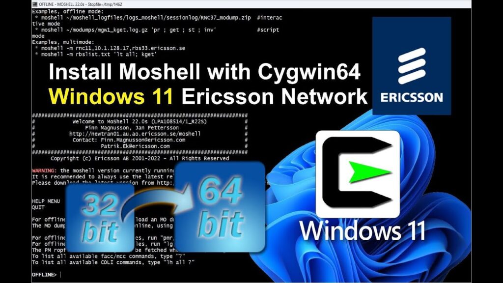 How to install Moshell Windows 11 with Cygwin64 on Ericsson Network